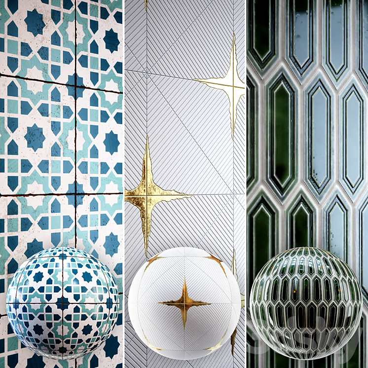 Tile 4K Materials A5 - 3 materials - Tile - 3D model