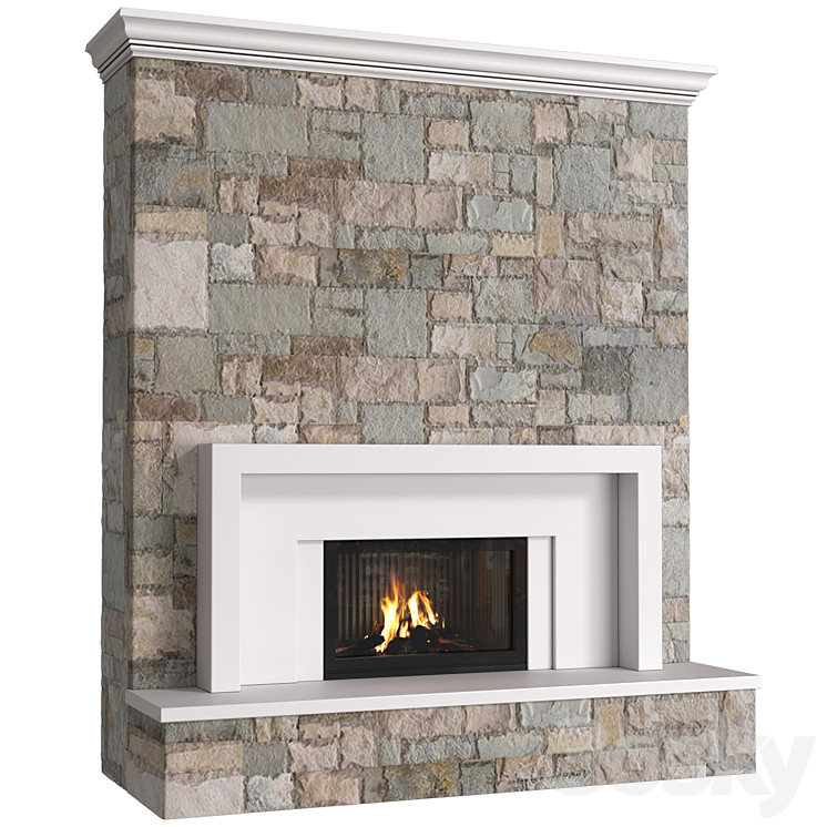 Modern stone fireplace in Art Deco style. Fireplace Stonework modern ...