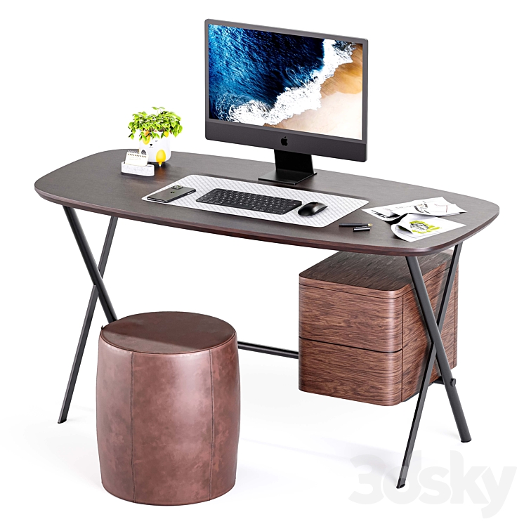 home office set Meridiani JASPER Apple iMac - Office furniture - 3D model
