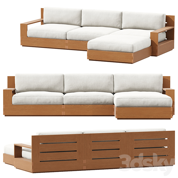 Marbella Teak Modular Sofa - Sofa - 3D model