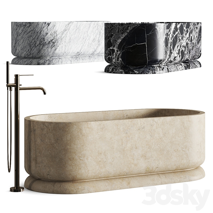 Atelier Il Granito Hera Bathtub & Nobili Velis - Bathtub - 3D model