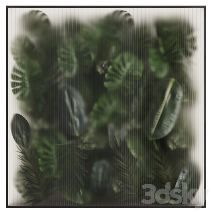 light box with tropical leaf garden in frame glass smoked 02 - Fitowall ...