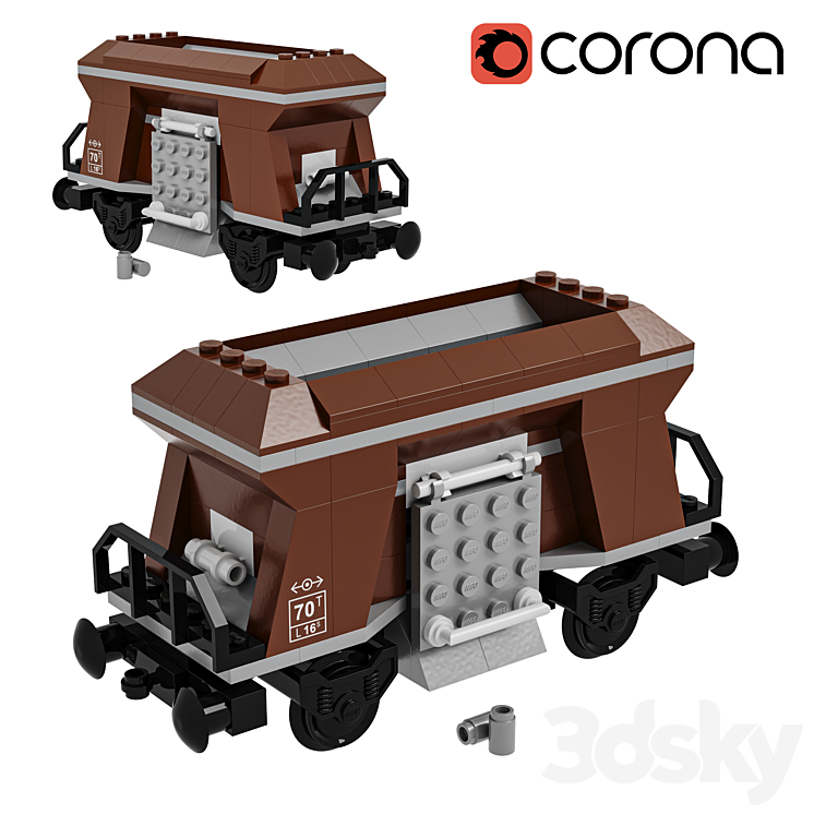 Train Lego Coal Hopper - Toy - 3D model