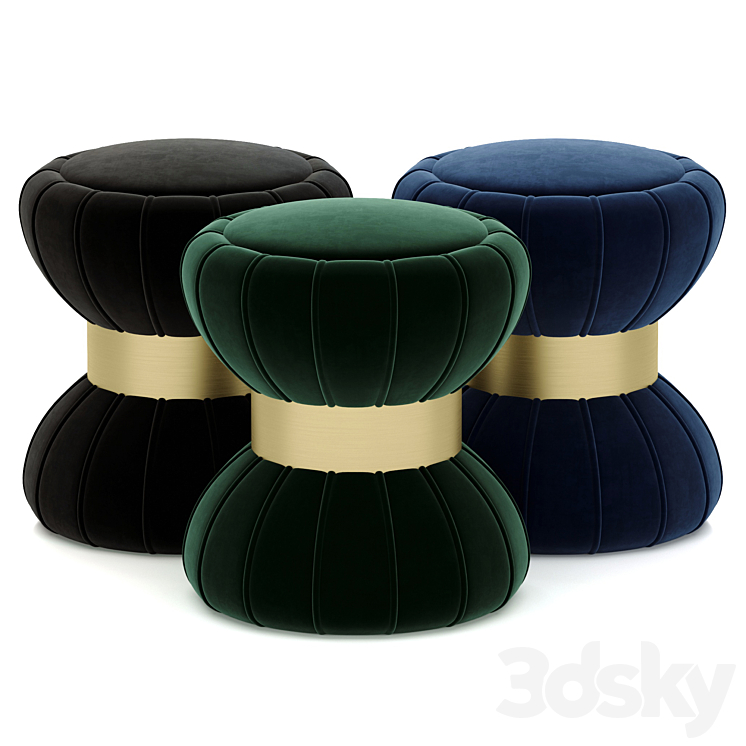 HOURGLASS SHAPED VELVET OTTOMAN FOOTSTOOL - Other soft seating - 3D model