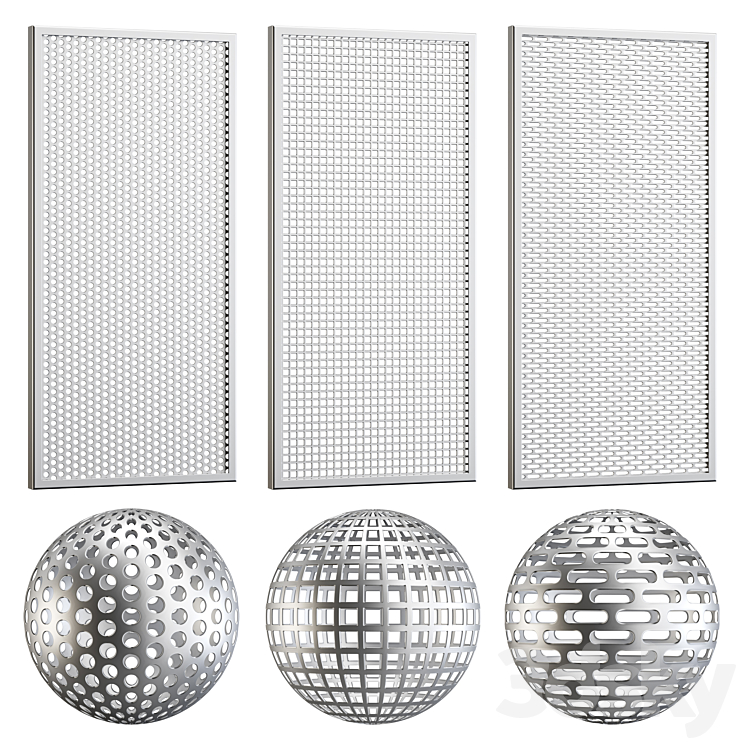 Perforated Metal Sheets Set 3 - Metal - 3D model