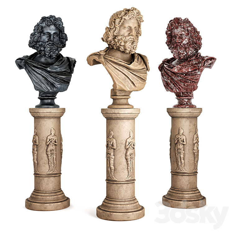Roman bearded man bust - Sculpture - 3D model
