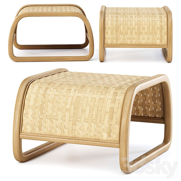Lucy Rattan Ottoman / Rattan bench - Other soft seating - 3D model
