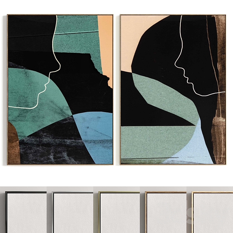 Plaster Two Photo Frames T-399 - Frame - 3D model
