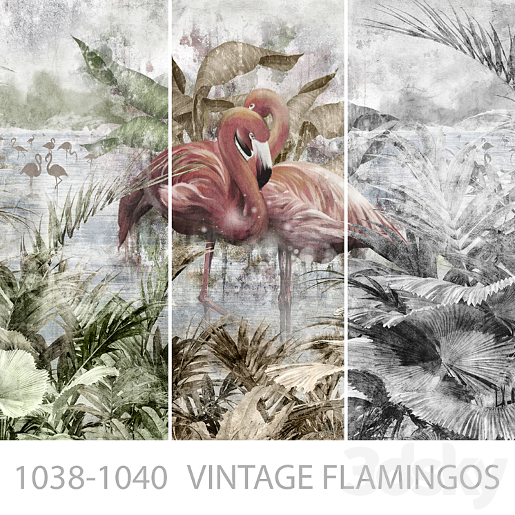 Wallpapers/Vintage flamingos/Designer wallpaper/Panels/Photowall-paper ...