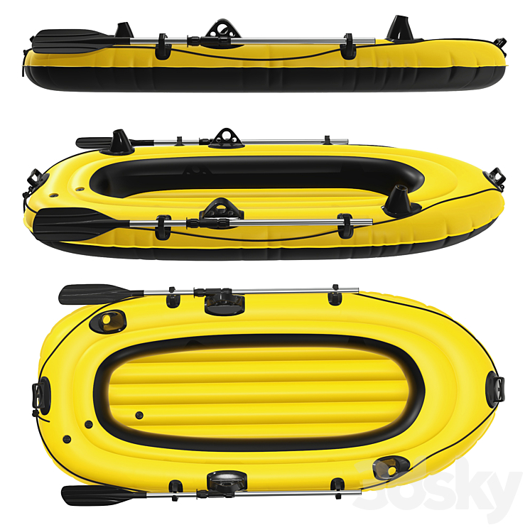 Inflatable Boat 01 yellow - Water Transport - 3D model