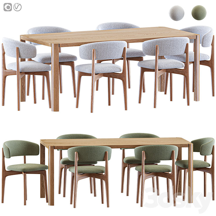 dining set - Table + Chair - 3D model