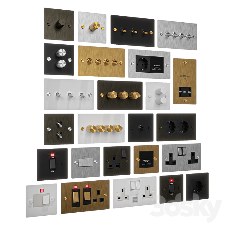 Buster & Punch - sockets, switches and dimmers - Miscellaneous - 3D model