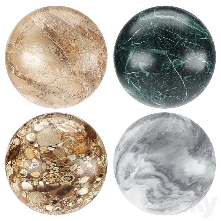 Marble 4 color set 003 - Stone - 3D model
