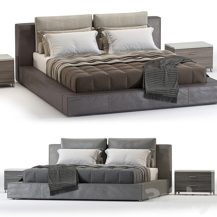 RH CLOUD LEATHER PLATFORM BED - Bed - 3D model