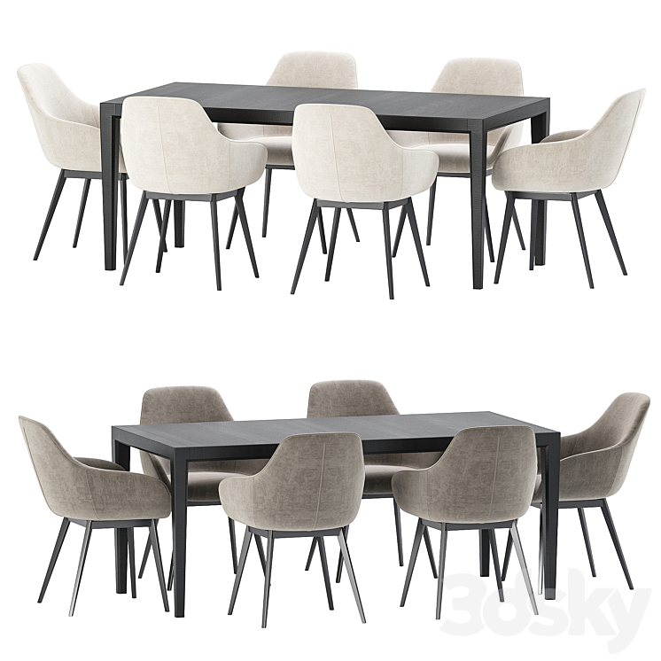 dining set 74 - Table + Chair - 3D model