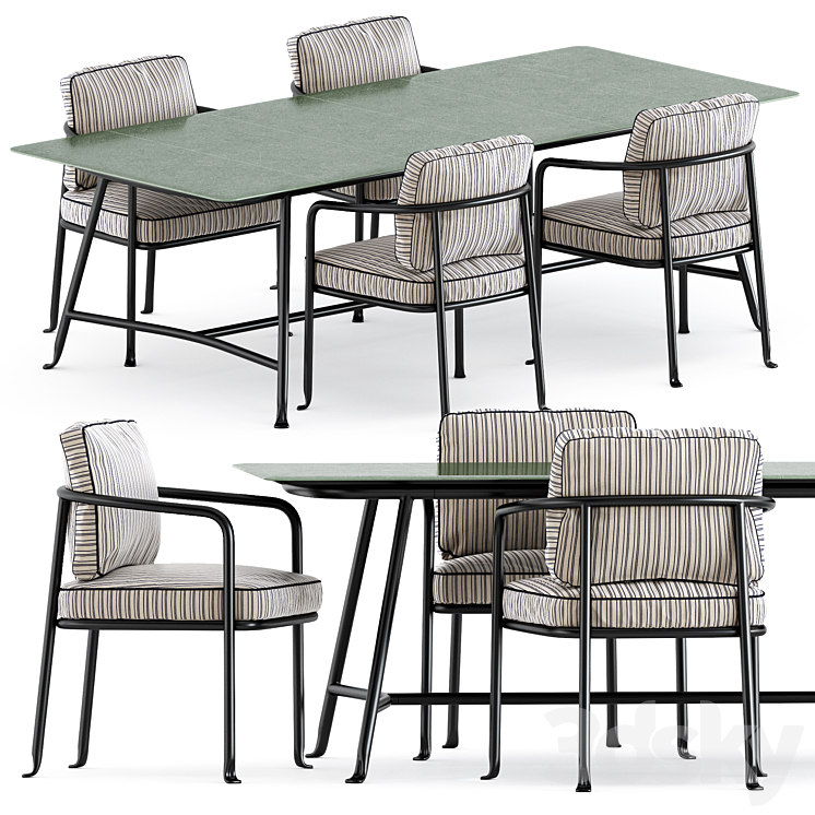 Borea Chair and Borea table by Bebitalia - Table + Chair - 3D model