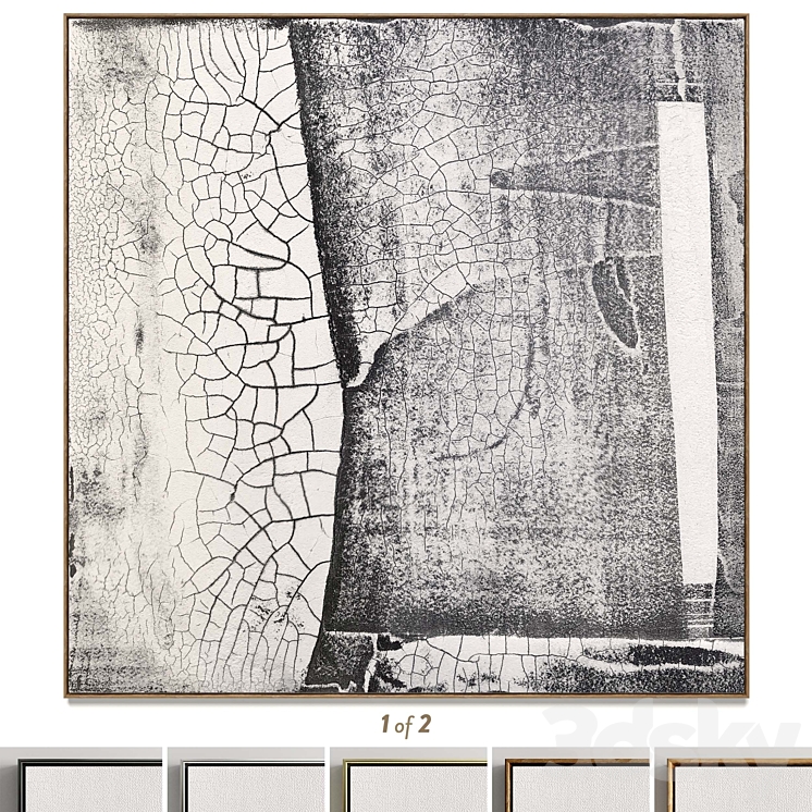 Plaster two square photo frames T-137 - Frame - 3D model