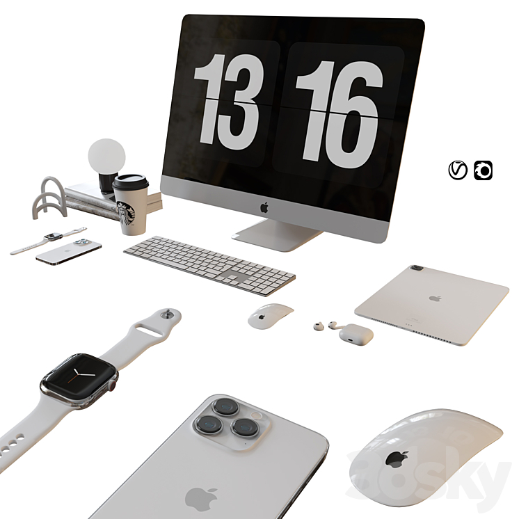 Apple Set | Workspace Composition - PC & other electronics - 3D model