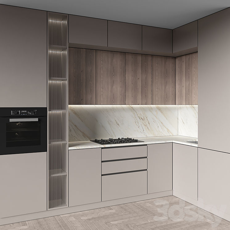 Kitchen Modern 128 (Corner Kitchen) - Kitchen - 3D model
