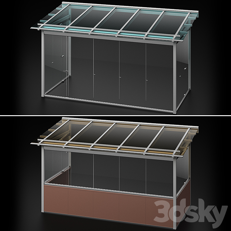 Metal glazed veranda terrace - Facade element - 3D model