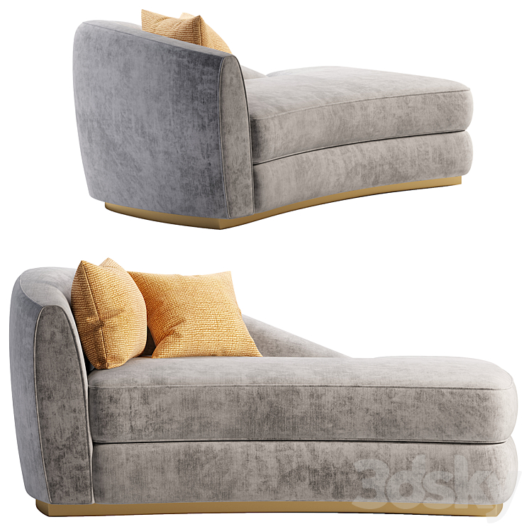 Adele Gray Slub Velvet Chaise - Sofa - 3D model