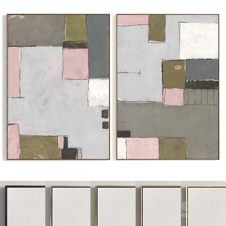 Plaster Two Photo Frames T-438 - Frame - 3D model