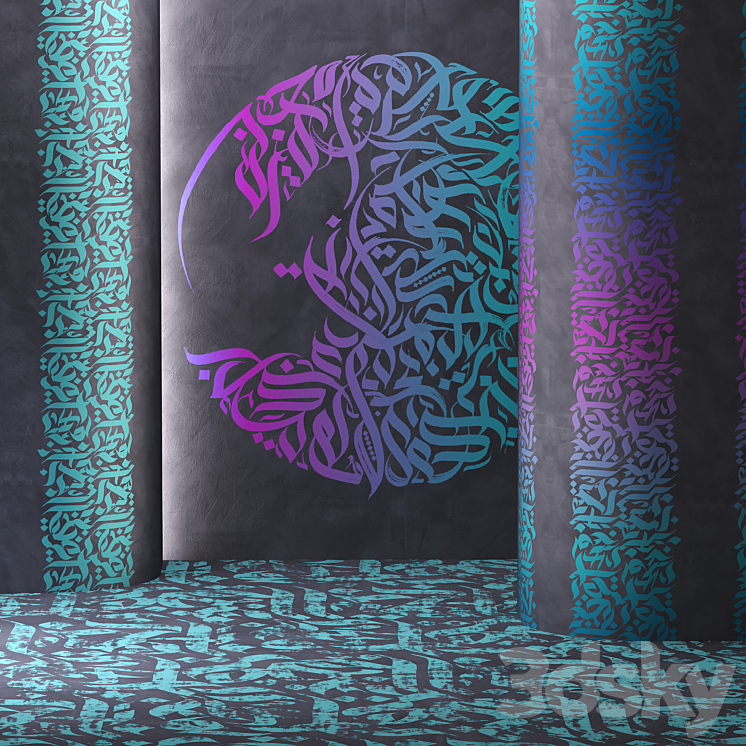 Calligraphy (seamless) - Wall covering - 3D model
