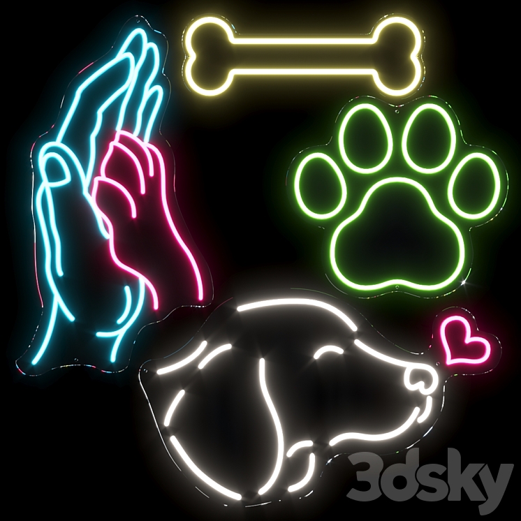 Set of Neon Dog Lights - Neon - 3D model