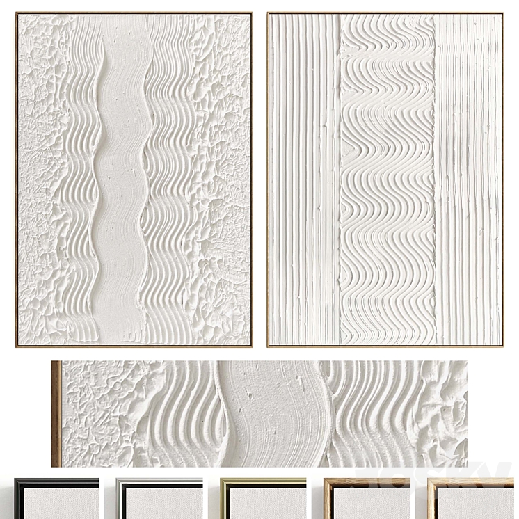Plaster Two Photo Frames T-460 - Frame - 3D model