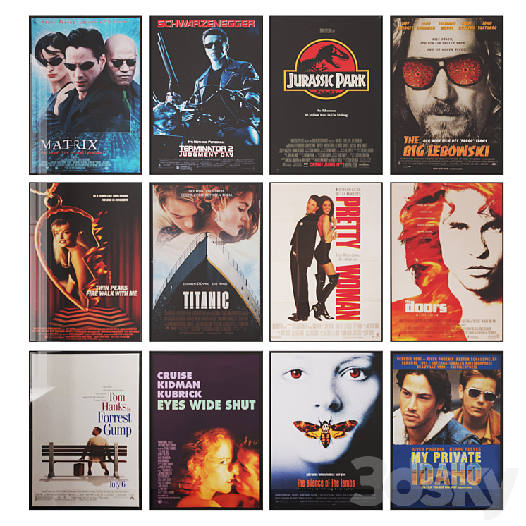 90s movie posters - Frame - 3D model