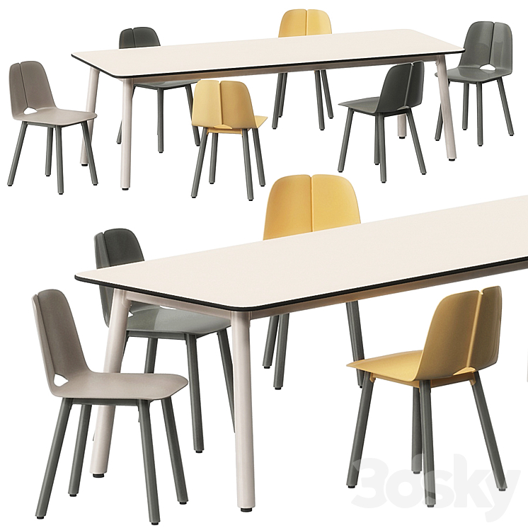 Seam table and chair set - Table + Chair - 3D model