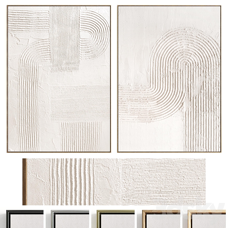 Plaster Two Photo Frames T-480 - Frame - 3D model