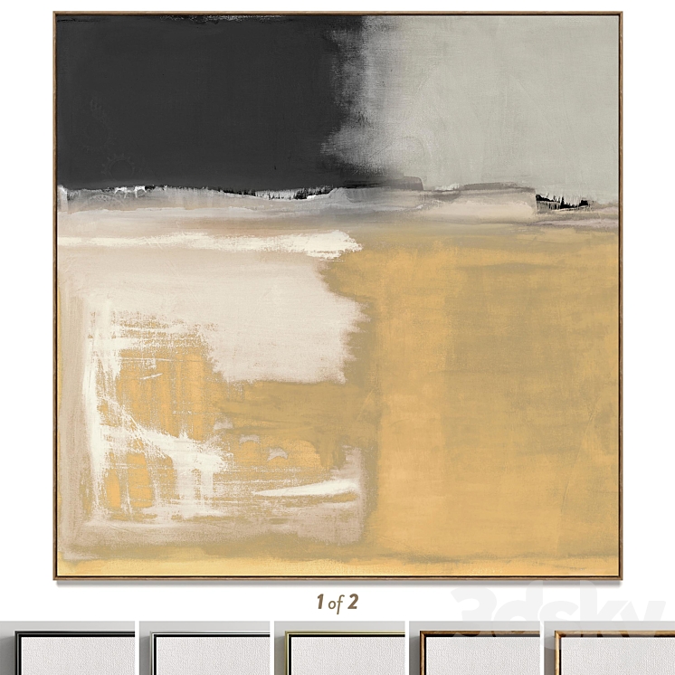 Plaster two square photo frames T-155 - Frame - 3D model