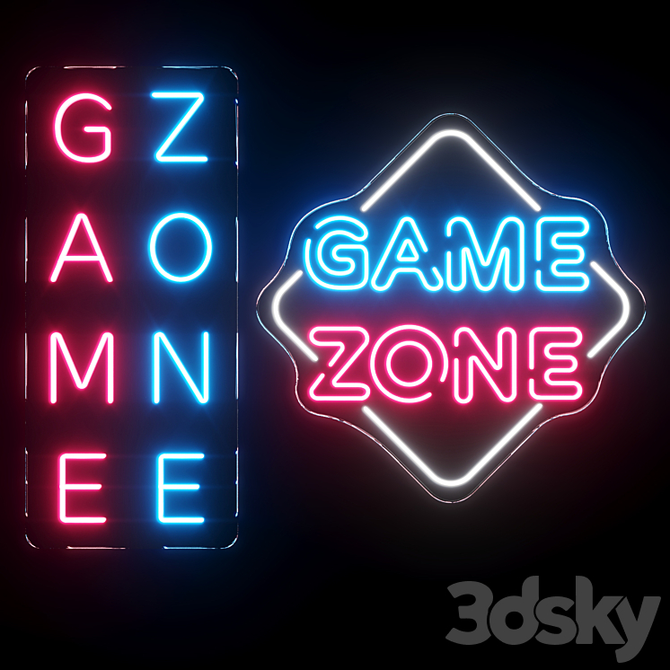 Game Zone Neon Signs - Neon - 3D model