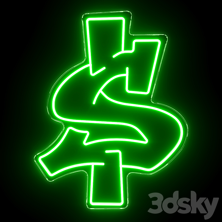 Money Neon Sign - Neon - 3D model