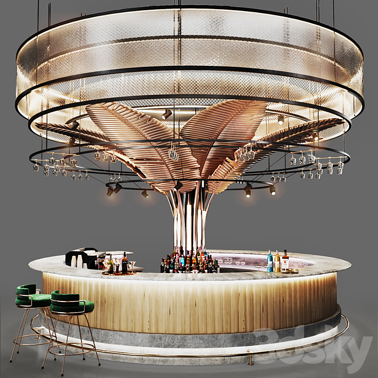 Cafe- Round Bar - Restaurant - 3D model