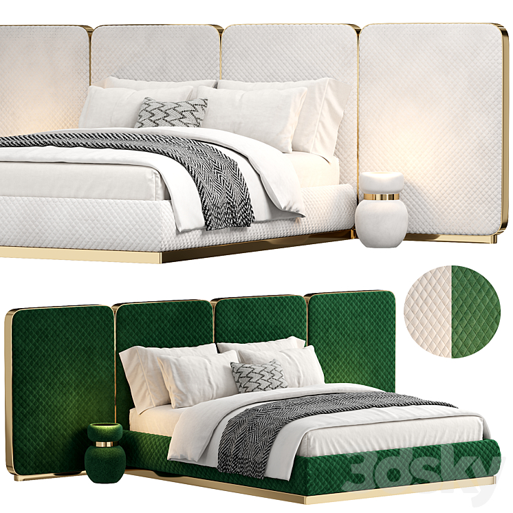 Gem Upholstered Bed - Bed - 3D model