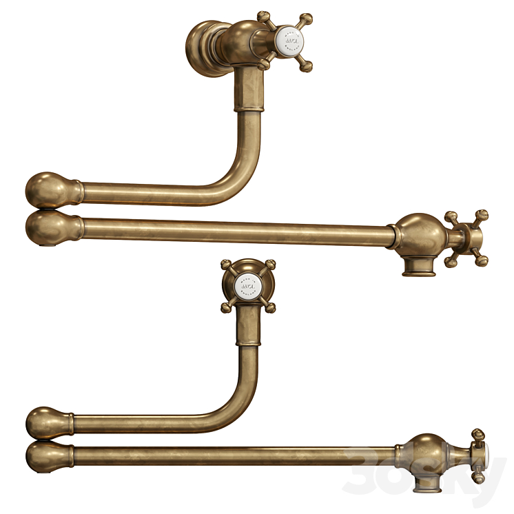 Aged Brass Pot Filler Tap by deVOL - Faucet - 3D model