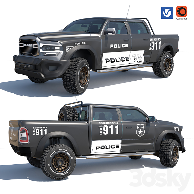 RAM 2500-2023 police car - Ground Transport - 3D model
