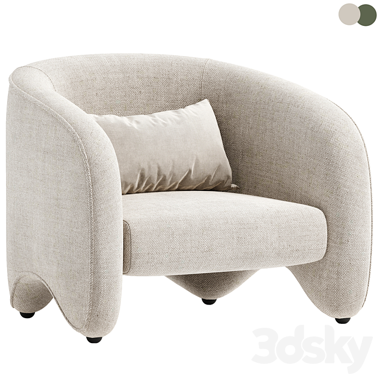 Upholstered fabric armchair YUZU By arflex - Chair - 3D model