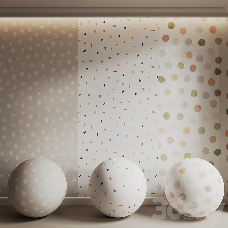 Neutral Childrens Wallpaper Set 2 - Wall covering - 3D model
