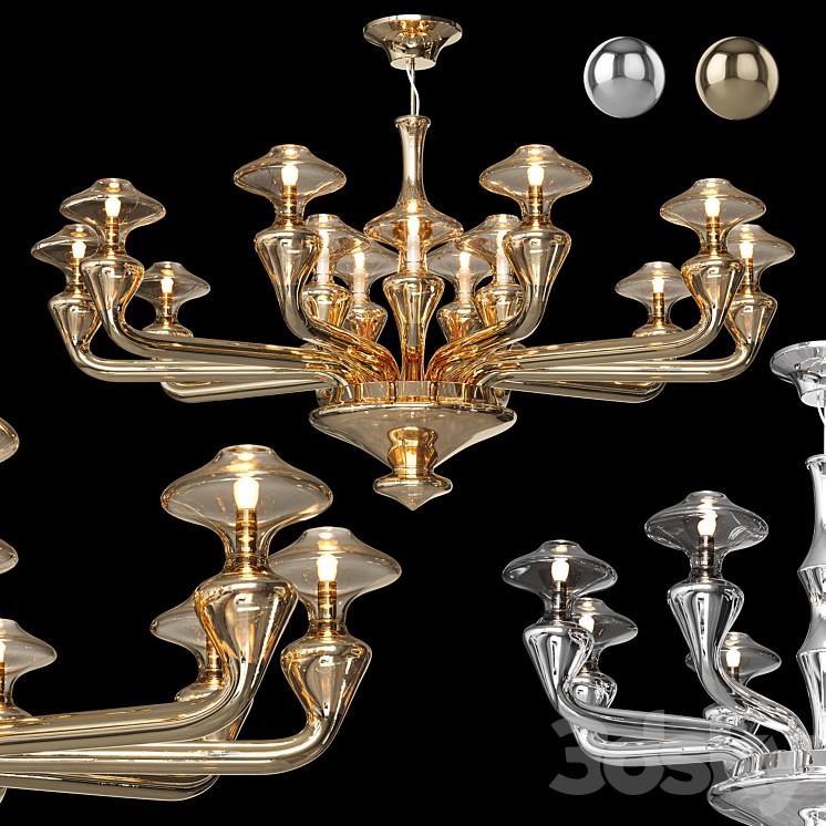 Silver Night Chandelier _ Baby Italy - Pendant light - 3D model