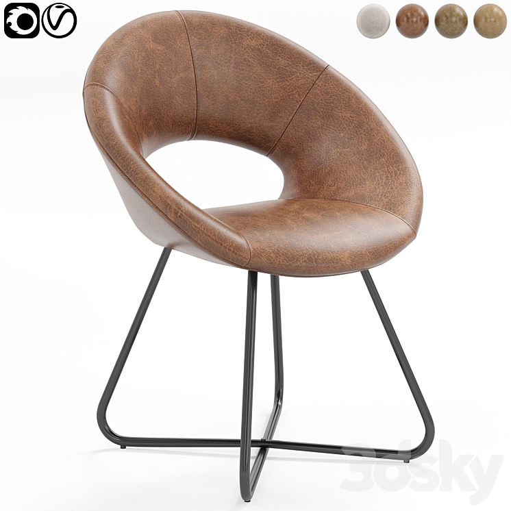 Coomer Vegan Leather Barrel Chair - Chair - 3D model