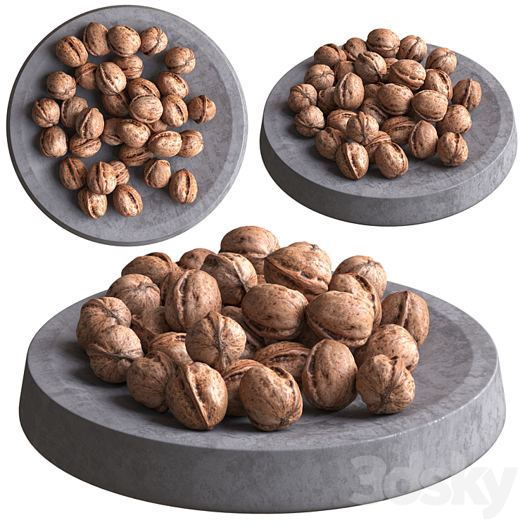 Walnuts in dish 01 - Food and drinks - 3D model