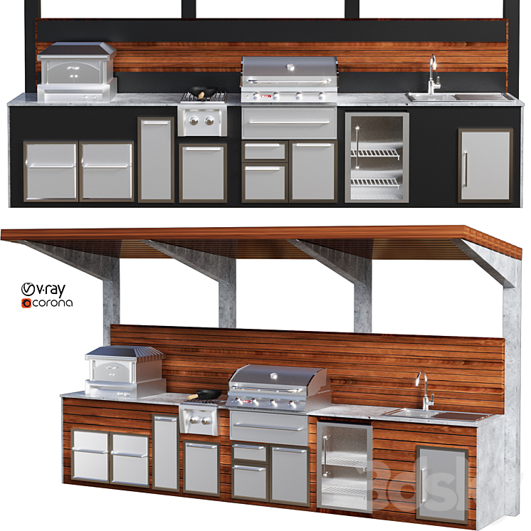 outdoor kitchen 35 - Barbecue and grill - 3D model