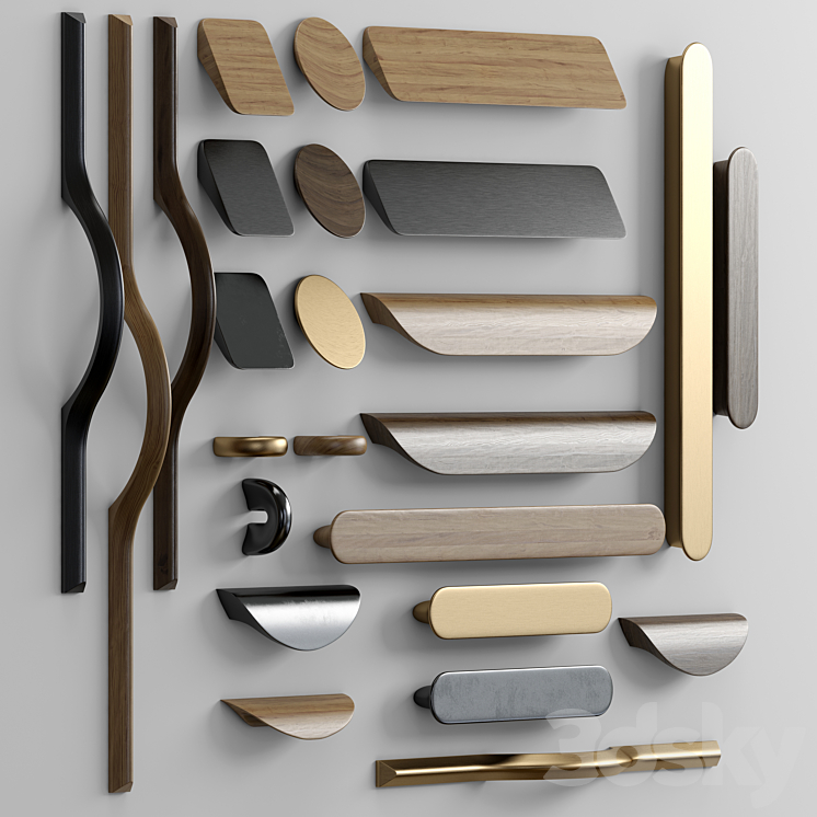 Linear Standard handle set with 5 materials - Miscellaneous - 3D model