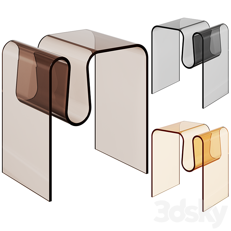 Acrylic Curvy Side Table Coffee Table - Table - 3D model