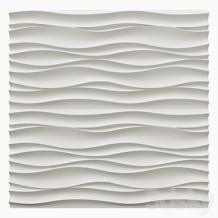 OM Gypsum 3d panel "Wave Atlantic" - 3D panel - 3D model