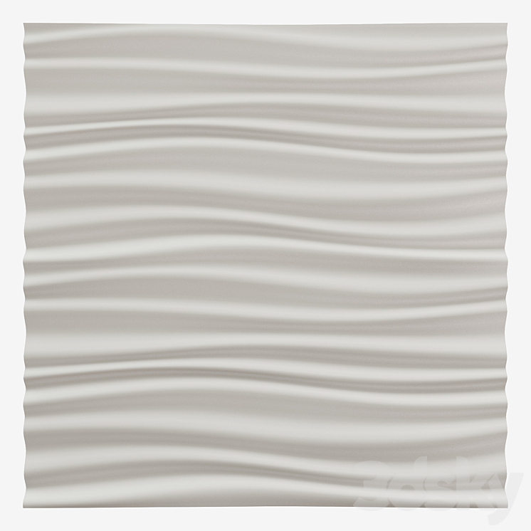OM Gypsum 3d panel "Double sharp wave" - 3D panel - 3D model