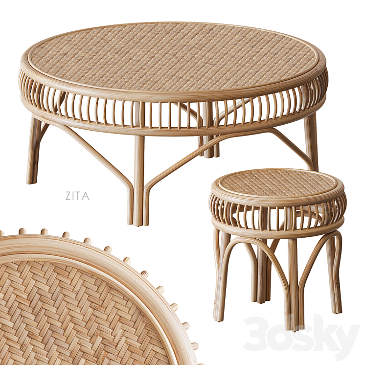 Zita rattan coffee table - Table - 3D model